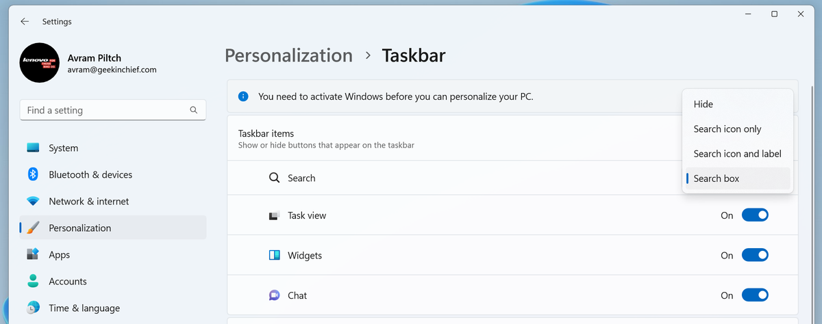 Latest Windows 11 Preview Build Adds Search Box to Taskbar | Tom's Hardware