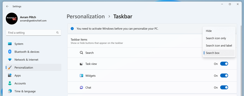 Latest Windows 11 Preview Build Adds Search Box to Taskbar | Tom's Hardware