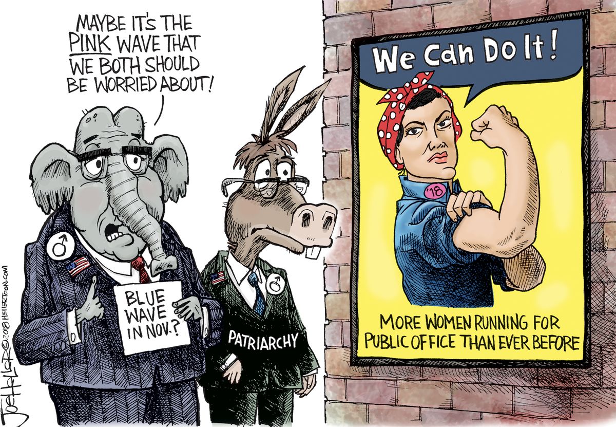 Political cartoon U.S. Democrats Republicans female candidates midterm ...
