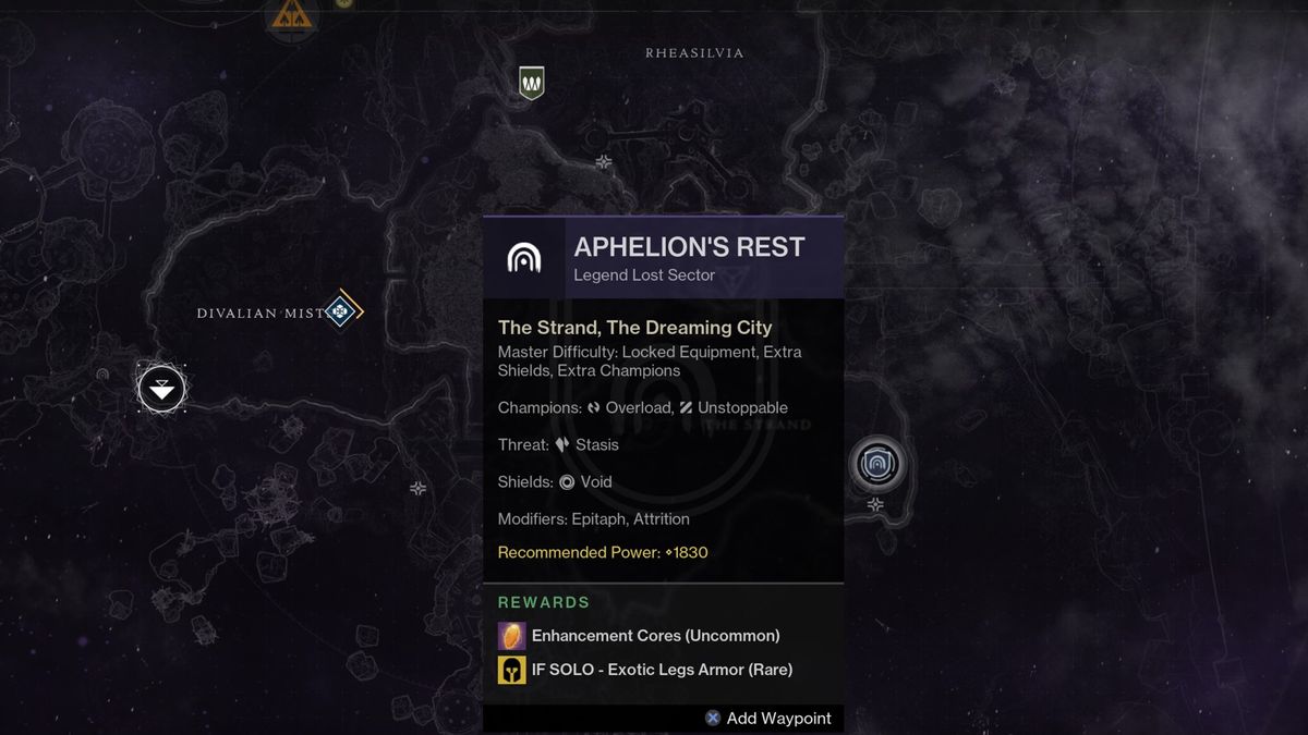 Destiny 2 lost sector rotation for the Season of Defiance | PC Gamer
