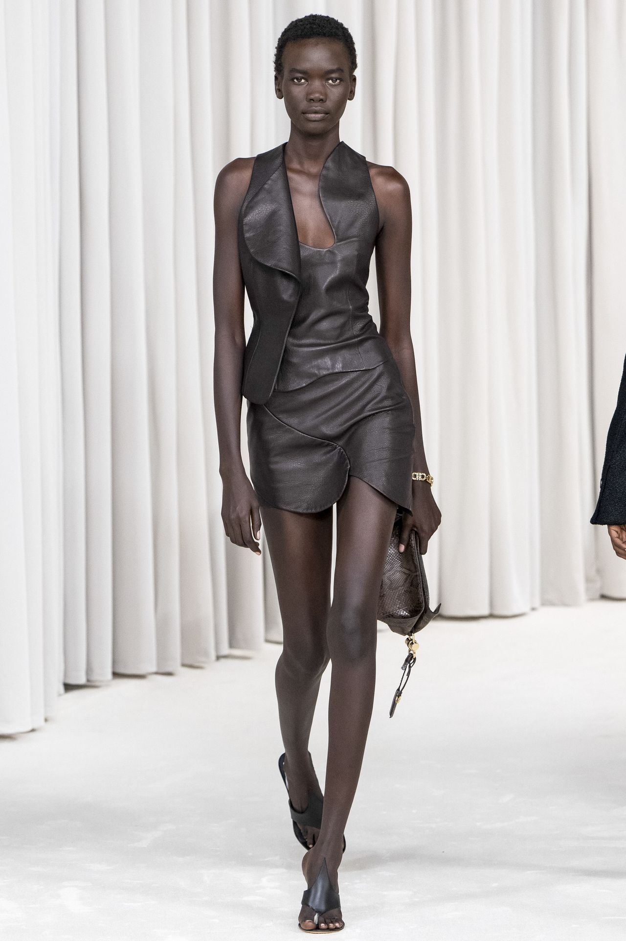 Hailey Bieber Copy and Pastes Ferragamo's Leather Mini Dress and $2,950 ...