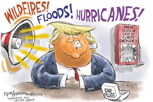 Political Cartoon U.S. Trump Disasters Earplugs | The Week