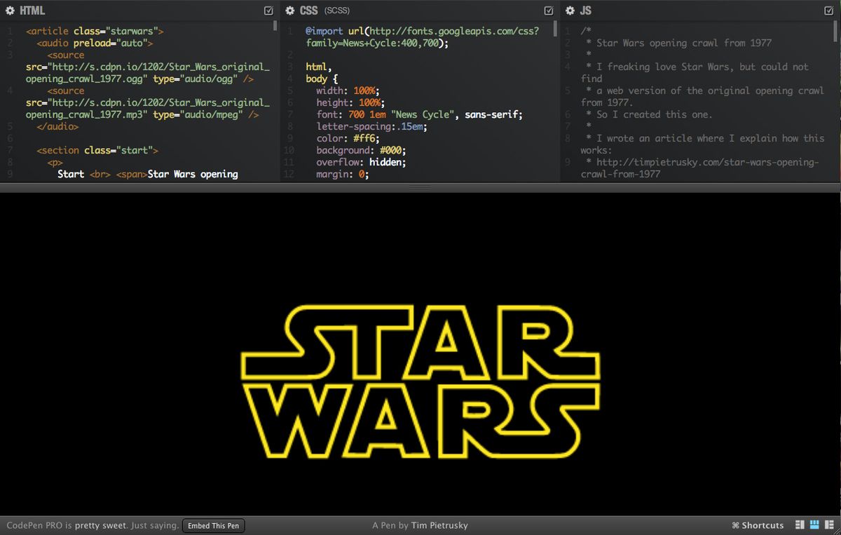 Star Wars opener recreated in CSS | Creative Bloq