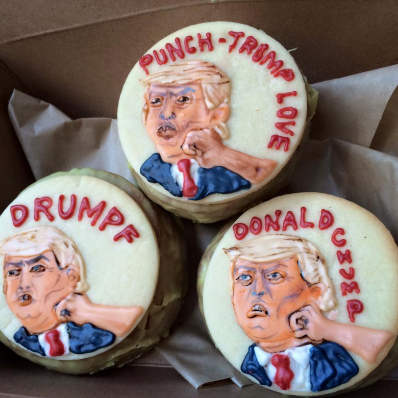 A vegan bakery is now selling doughnuts depicting Donald Trump getting ...