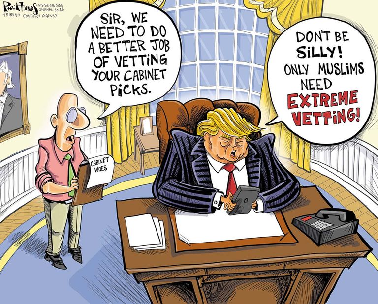 Political Cartoon U S Trump White House Chaos Revolving Door Vetting
