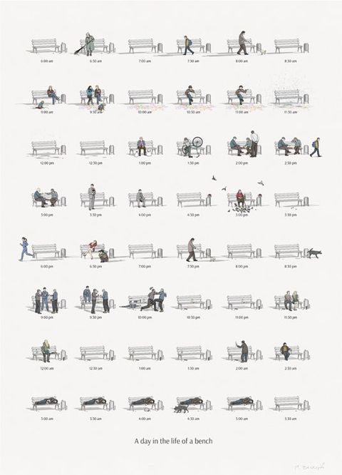 Charming illustration charts the life of a bench | Creative Bloq