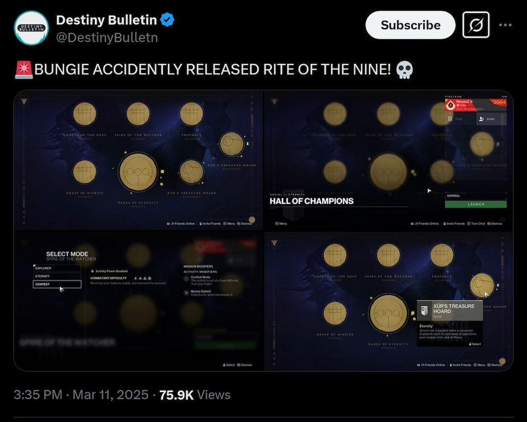 Oops! Bungie rolled out Destiny 2's Rite of the Nine event three weeks early, and new loot is ...