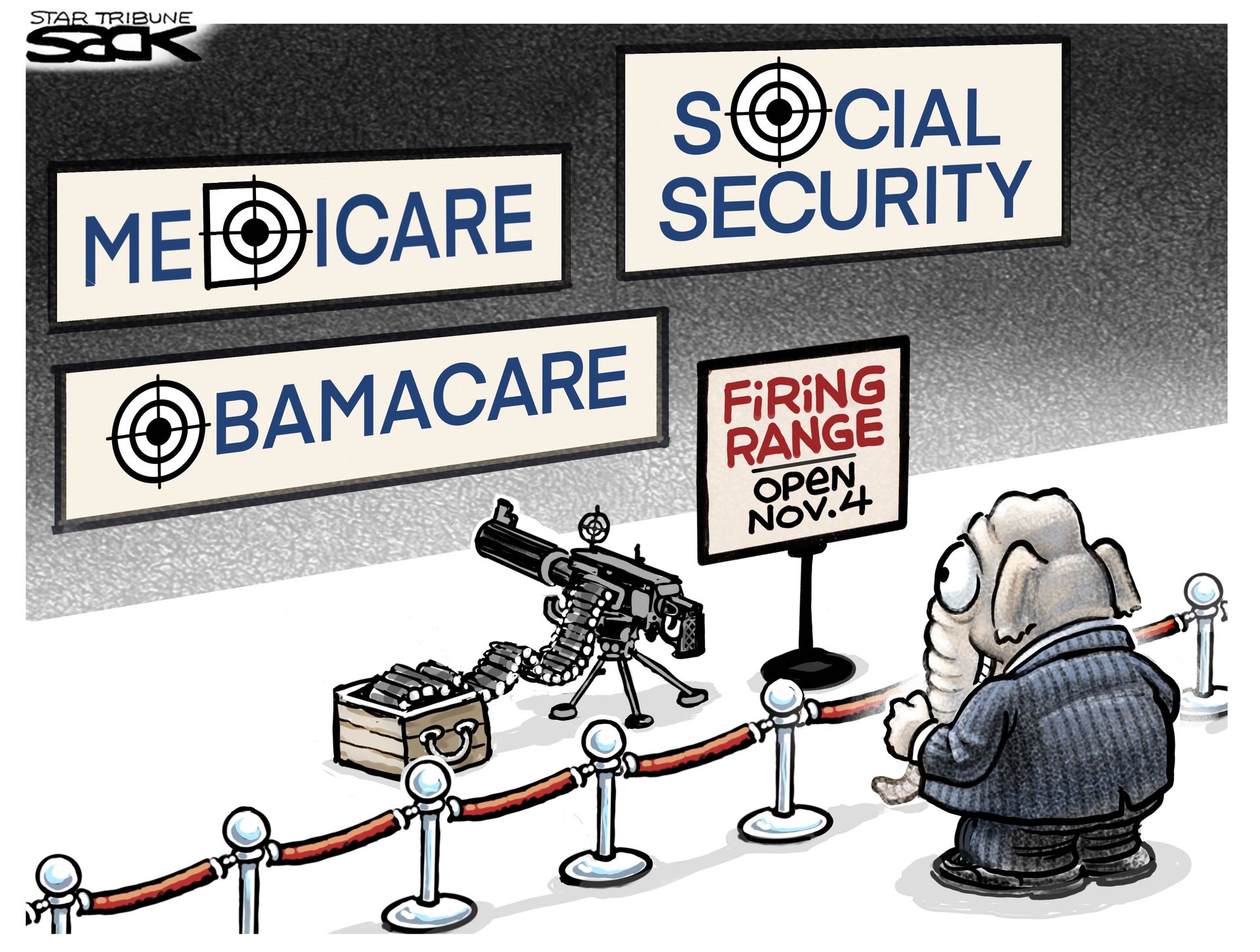 Political Cartoon U.S. GOP targets Obamacare social security 2020 ...