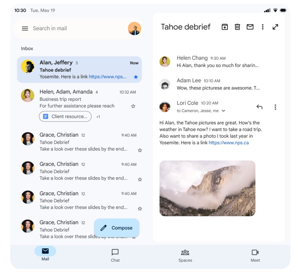 Gmail's visual refresh makes it more friendly with foldable phones ...