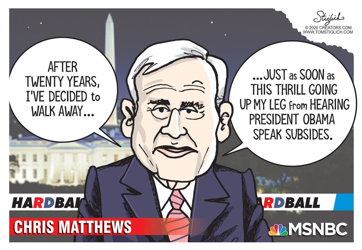 Political Cartoon U.S. Chris Matthews resigns MSNBC Obama | The Week