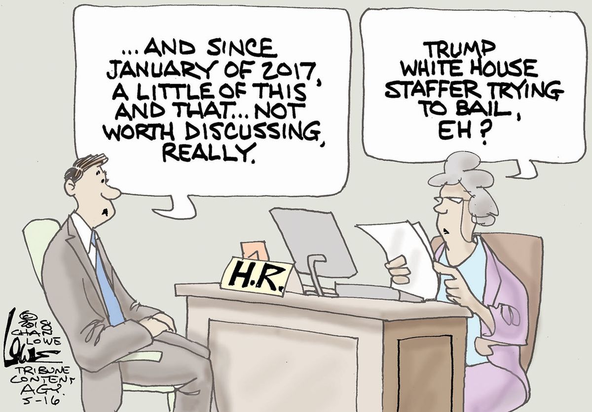 Political cartoon U.S. Trump White House staffer job search | The Week