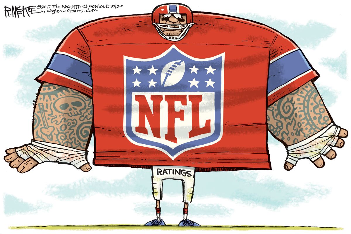 Political cartoon U.S. NFL protests ratings | The Week