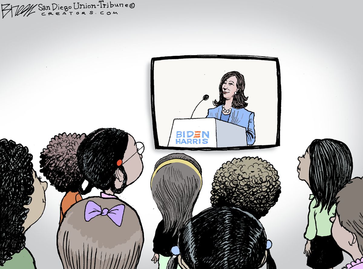 Political Cartoon U.S. Kamala Harris Inspiring Children Vice President ...