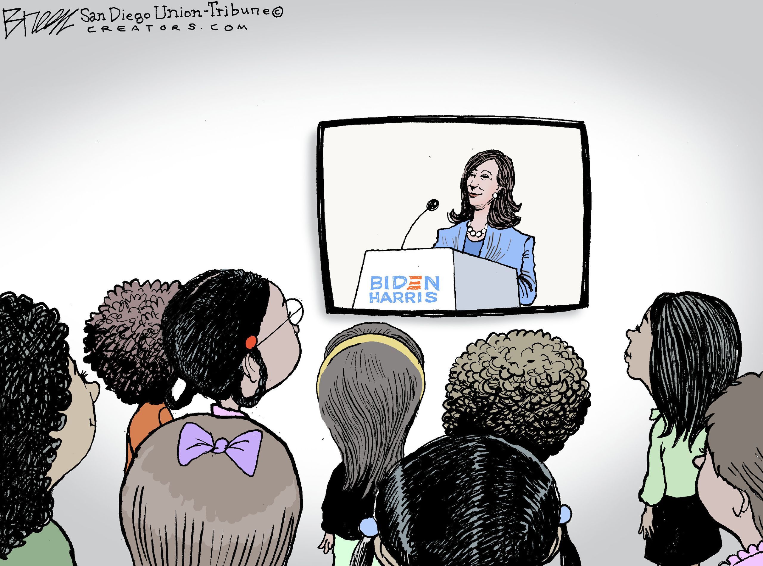 Political Cartoon U.S. Kamala Harris Inspiring Children Vice President ...