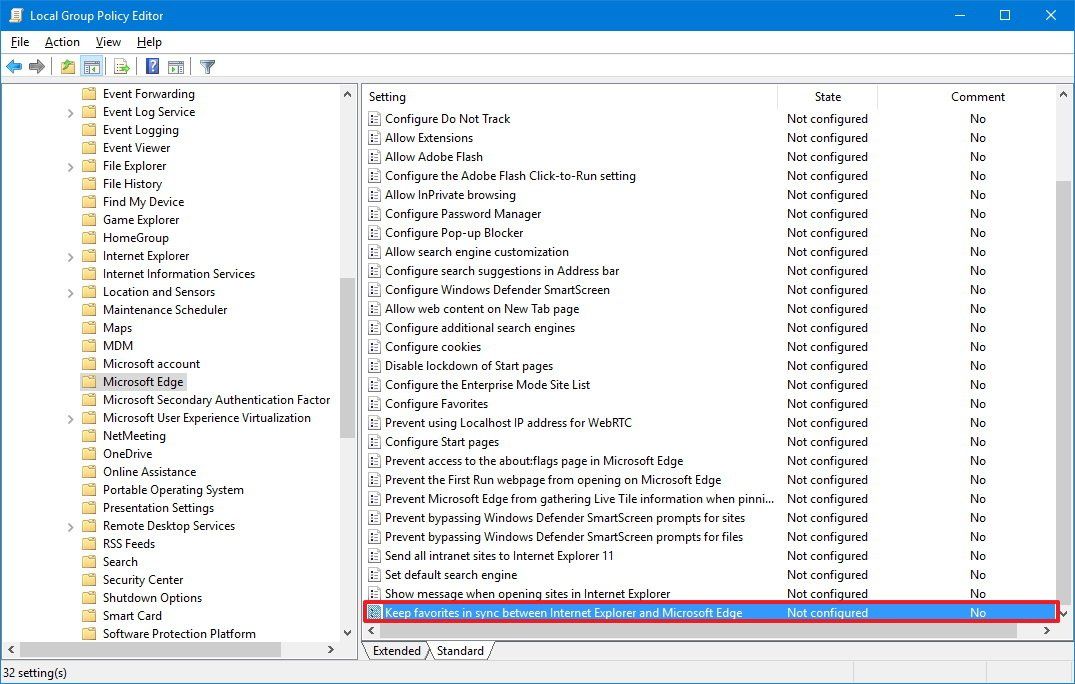 How to sync favorites between Microsoft Edge and IE on Windows 10 ...