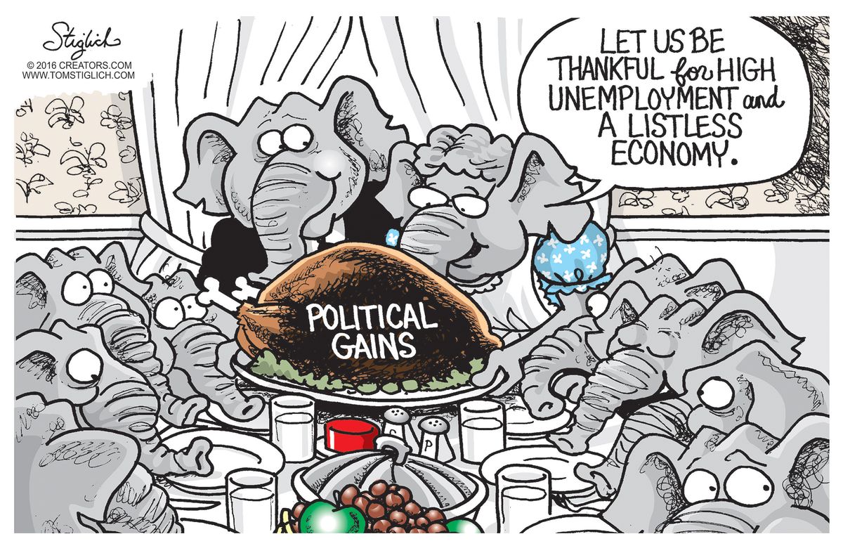 Political cartoon U.S. GOP Thanksgiving dinner | The Week