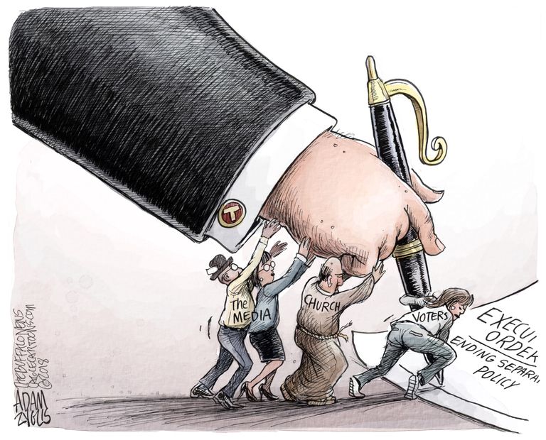 Political cartoon U.S. immigration policy family separation Trump white ...