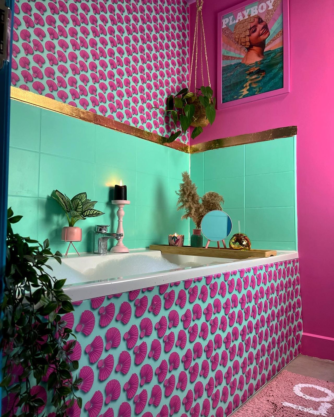 Before and after: Maximalist mum's bland bathroom is Miami vice after a ...