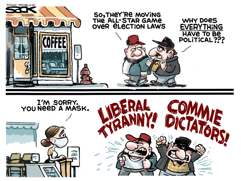 Editorial Cartoon U.S. covid mask restrictions mlb georgia | The Week