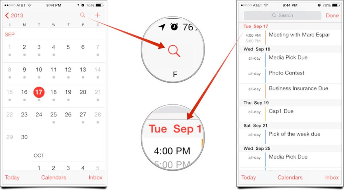 How to access list view in the Calendars app on your iPhone or iPad ...