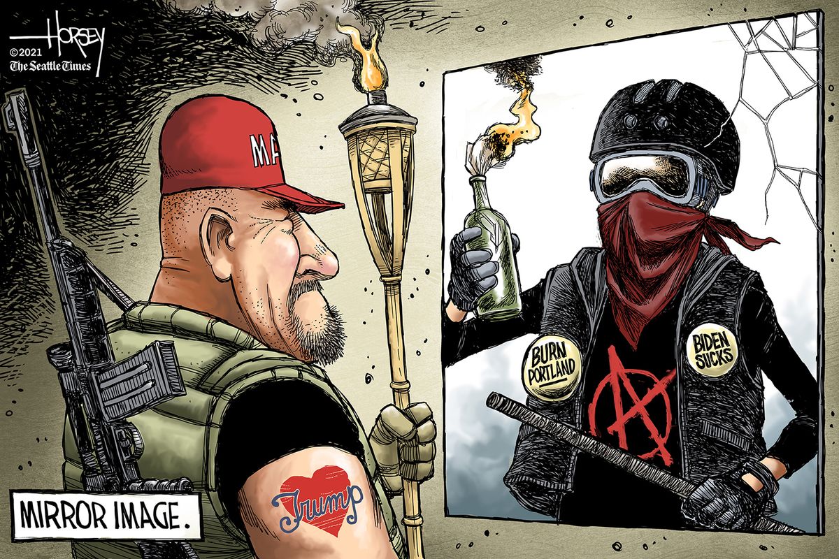 Political Cartoon U.S. maga antifa | The Week