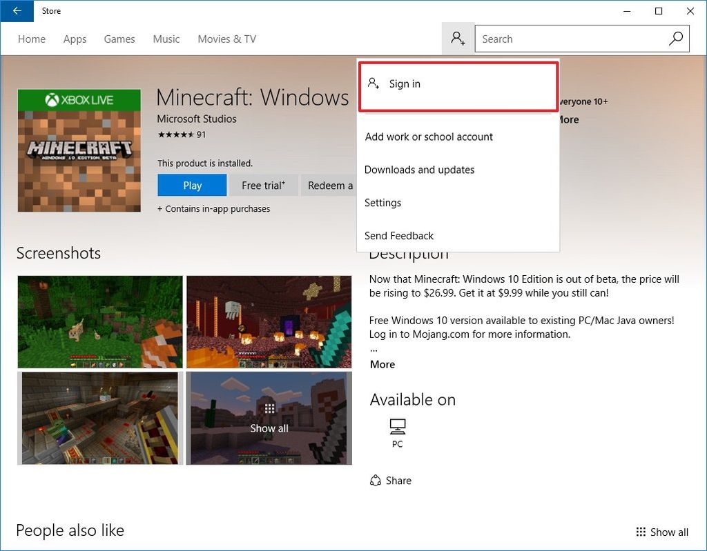 How to use a different account to sign in to the Store on Windows 10 ...