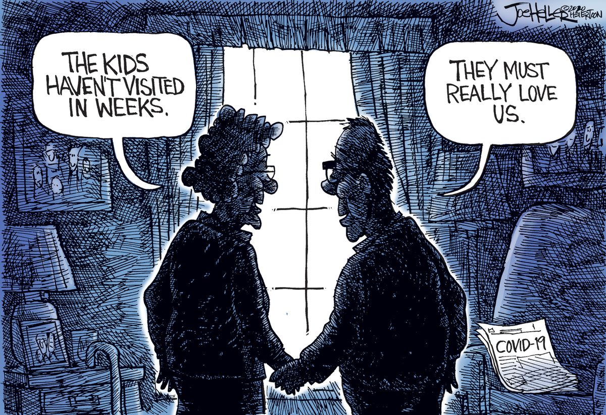 Editorial Cartoon U.S. Coronavirus COVID-19 social distancing elderly ...