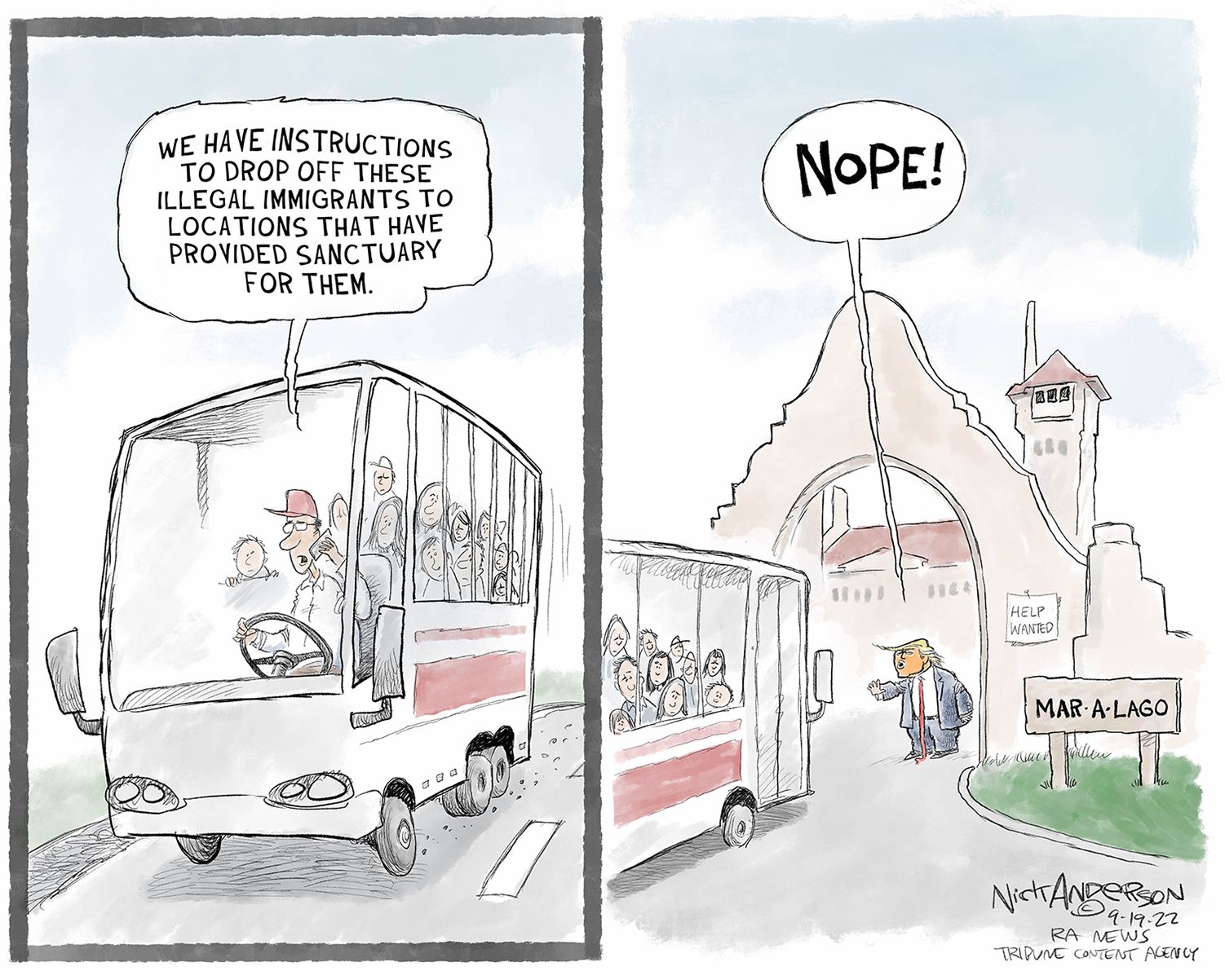 7 cartoons about DeSantis and Abbott's migrant relocation | The Week