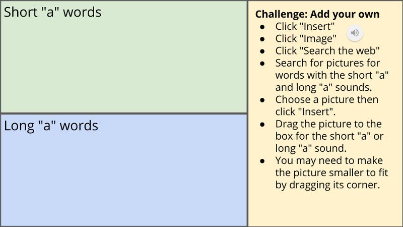 Google Slides Short and Long Vowel Sounds Audio Activity | Tech & Learning
