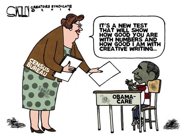 Political cartoon Census bureau Obamacare | The Week