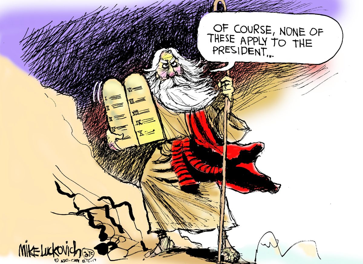 Political cartoon U.S. Trump 10 commandments religion | The Week