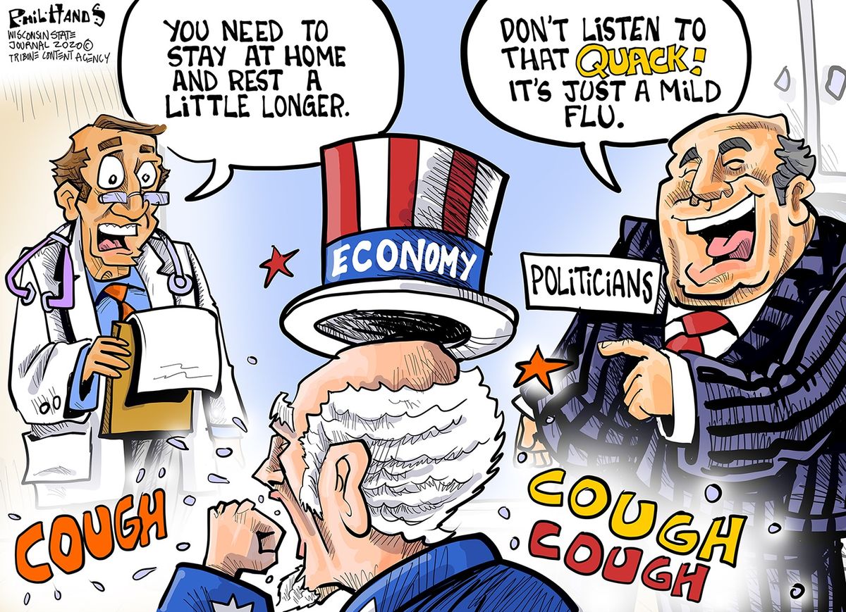 Political Cartoon U.S. economy gets differing advice health experts ...