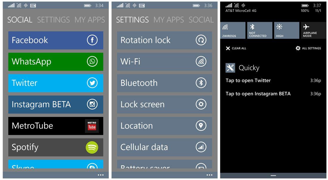 Quicky, an easy way to add shortcuts to your Windows Phone Notification ...