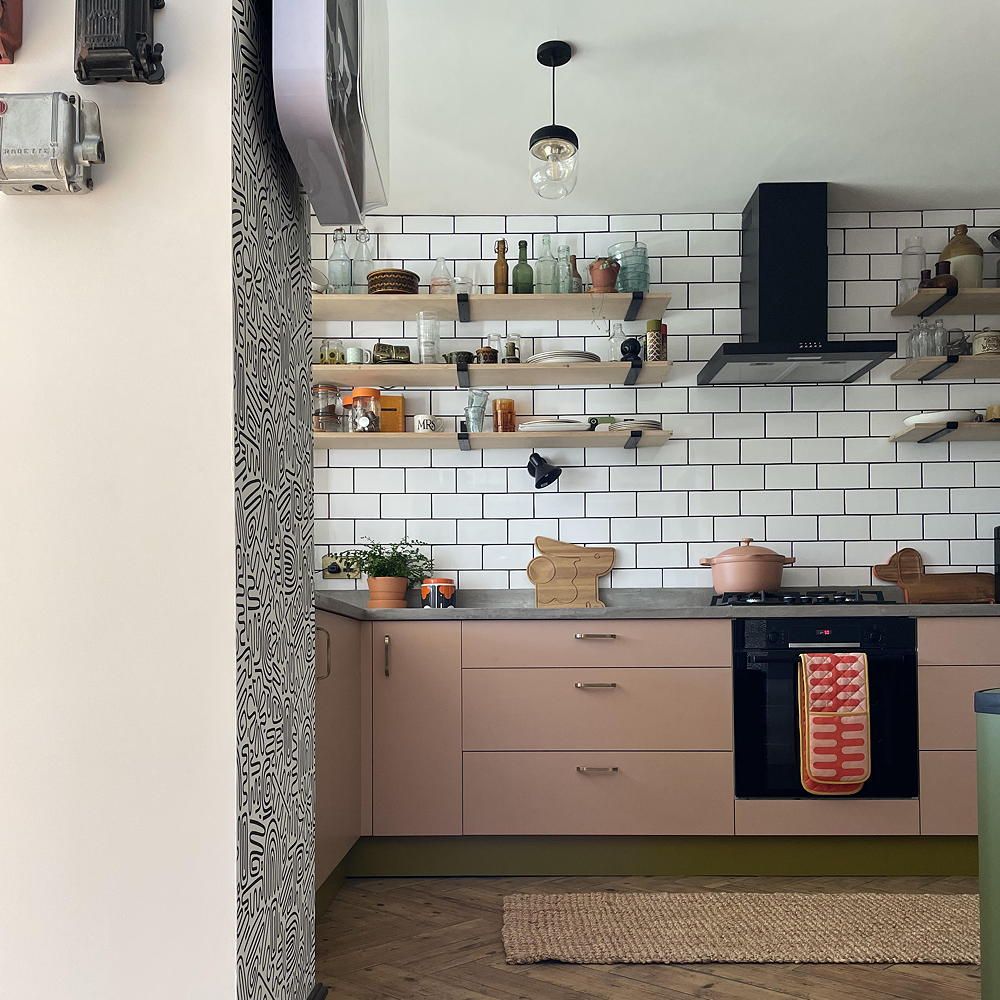 Homeowner saved £1000s on this stylish pink modern kitchen makeover ...