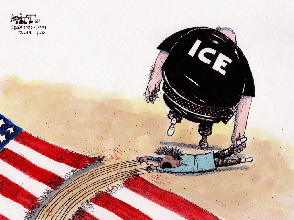 Political Cartoon U.S. ICE Migrants Ripped Flag | The Week