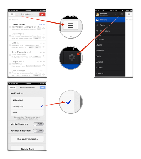 How to manage notification settings for new messages in the Gmail for ...