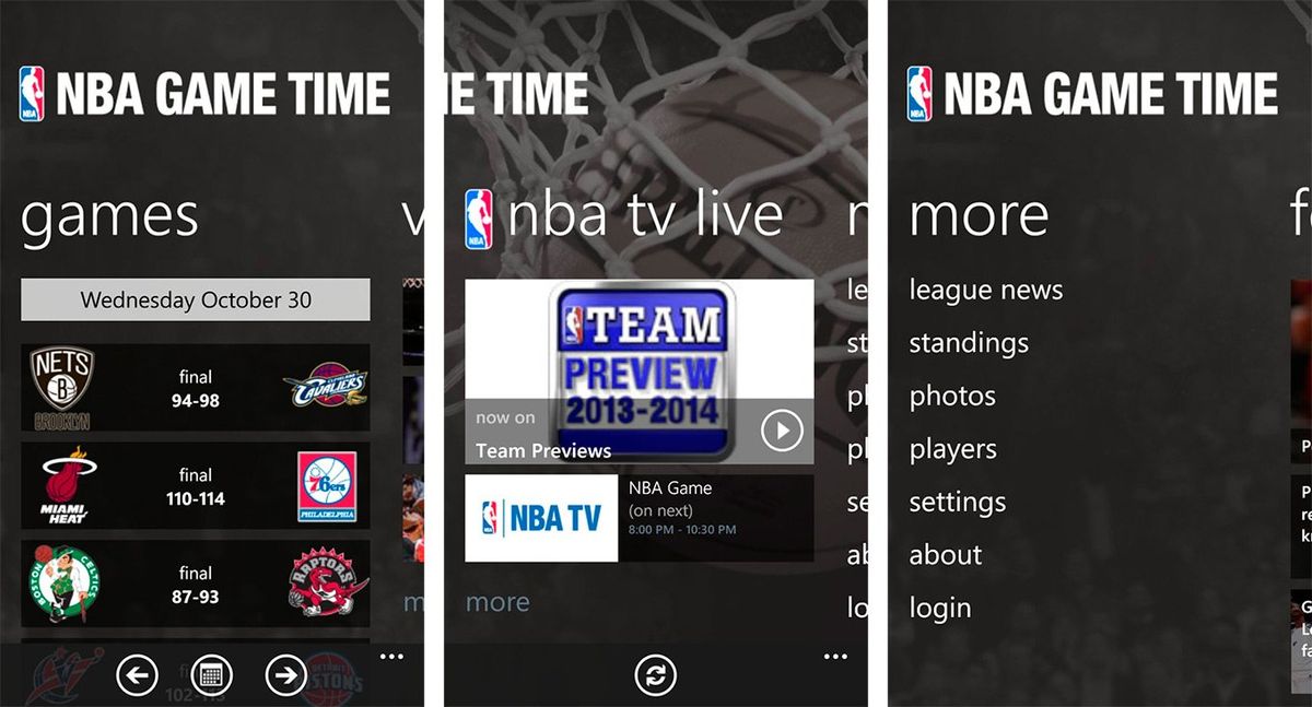 Watch live NBA games with the new Game Time app for Windows Phone ...