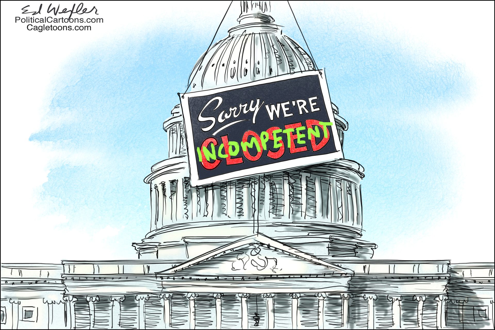 Political cartoon U.S. government shutdown incompetency congress | The Week