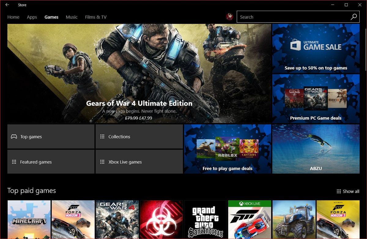 The Windows 10 Store 'Games' section has seen a few (positive) changes ...