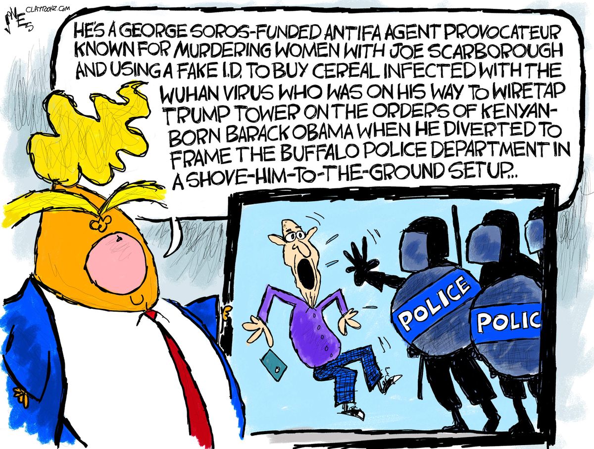Political Cartoon U.S. Trump Buffalo protester antifa tweet | The Week