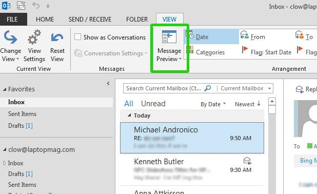 How To Turn Off Message Preview In Outlook 2013 | Tips and Tricks ...