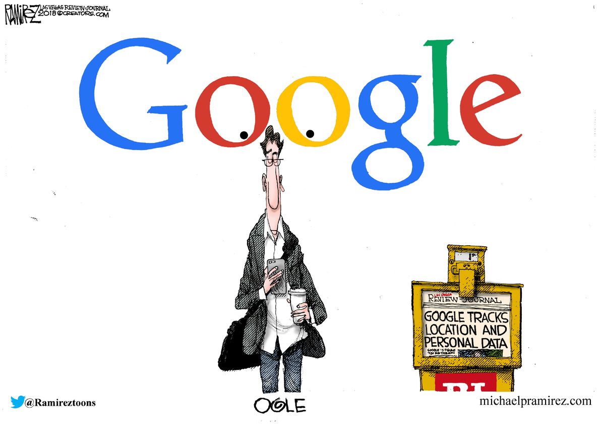 Editorial cartoon U.S. Google tracks location personal data security ...