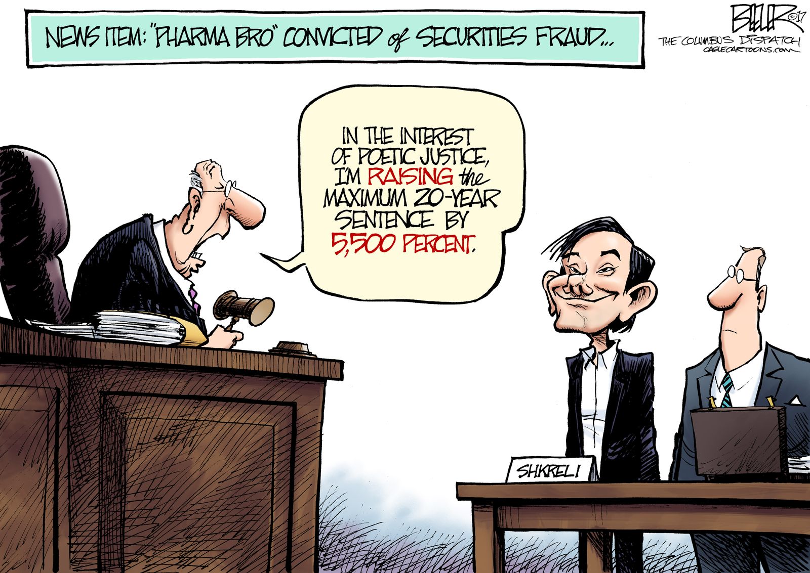 Editorial cartoon U.S. Martin Shkreli pharma securities fraud ...