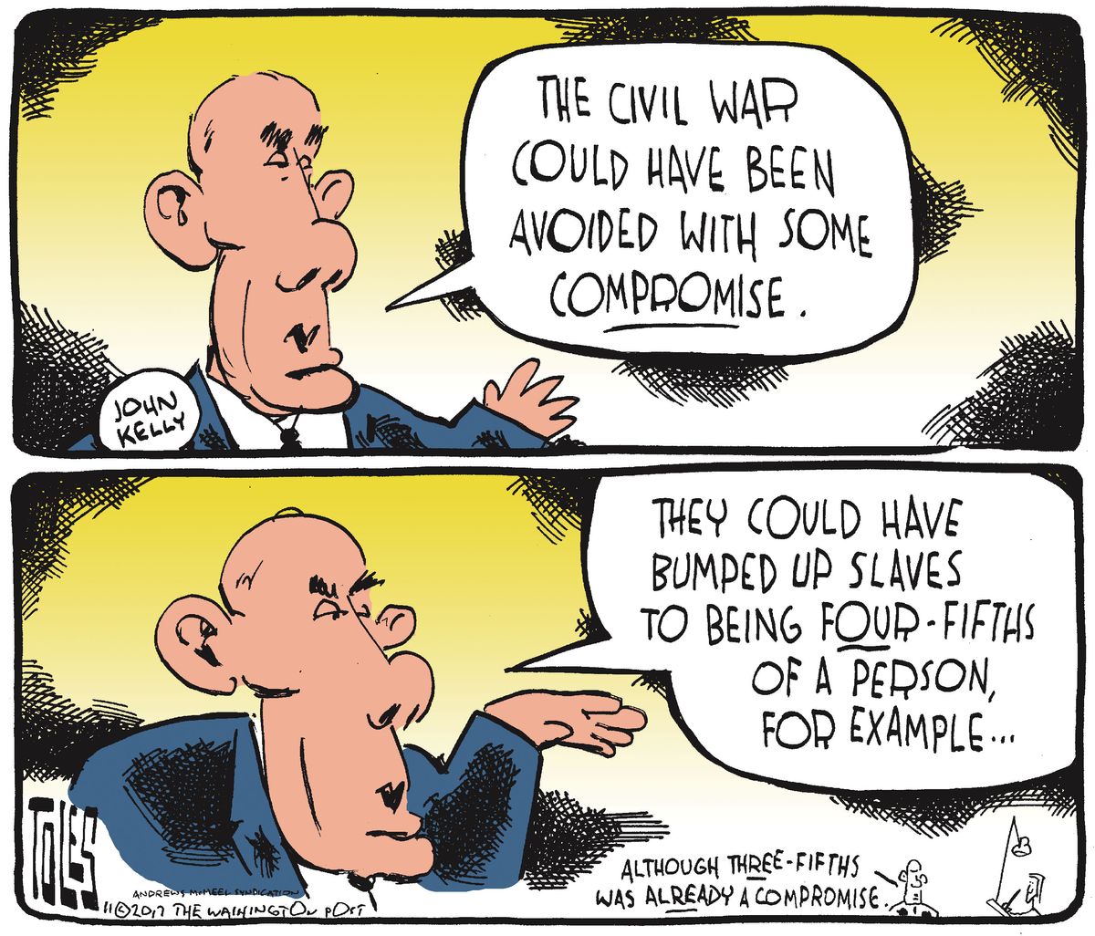 Political cartoon U.S. John Kelly Civil War compromise slavery | The Week