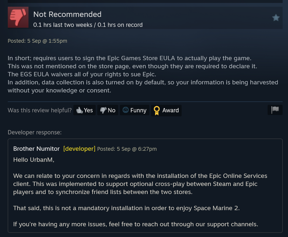 Amidst upset over Space Marine 2 automatically installing Epic Online ...