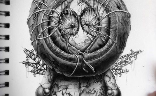 Classic toons get a creepy graphite makeover | Creative Bloq