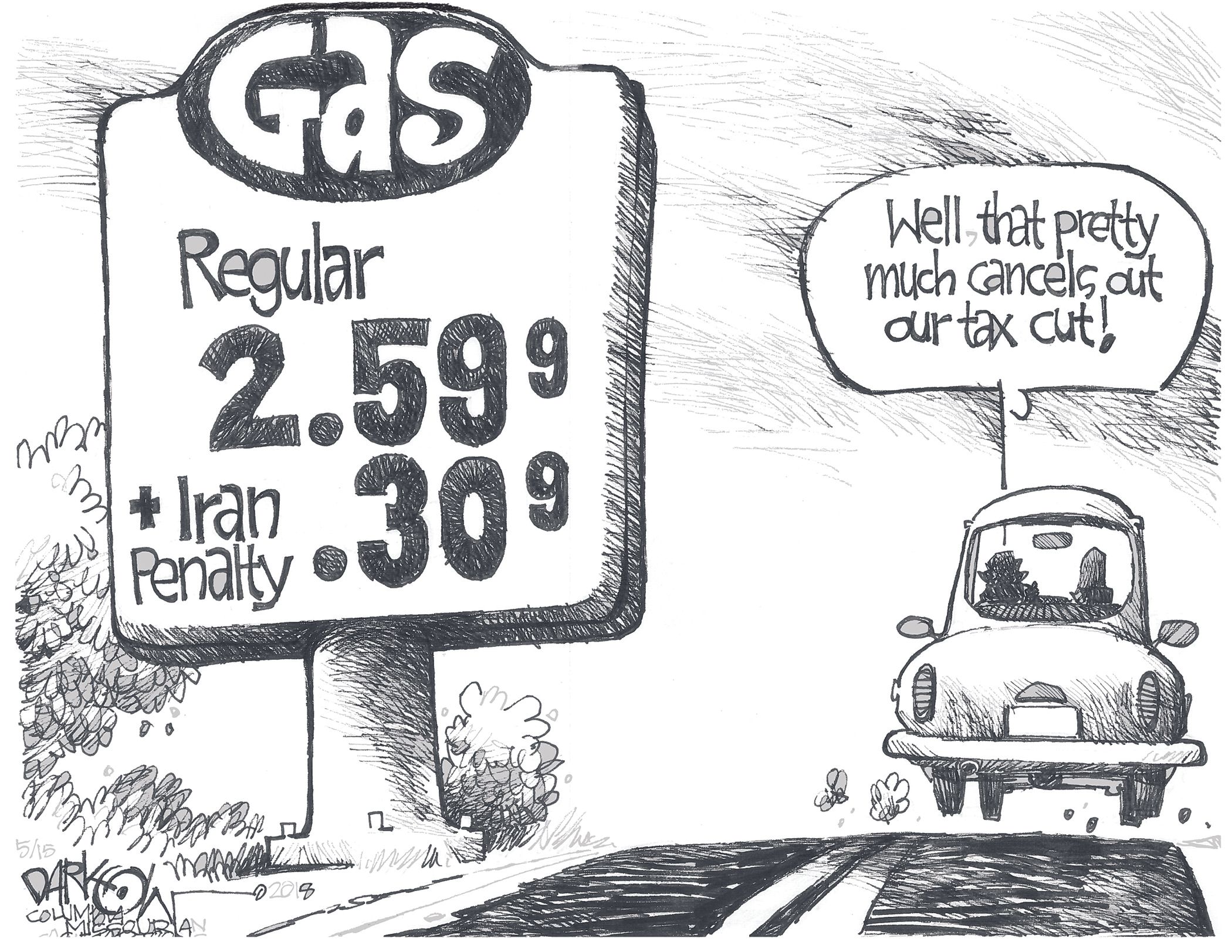 Political cartoon U.S. gas prices Iran import tax cut | The Week