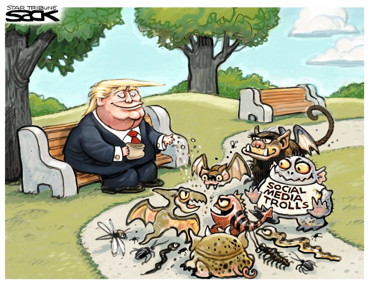 Political Cartoon U.S. Trump Social Media Summit Feeding the Trolls ...