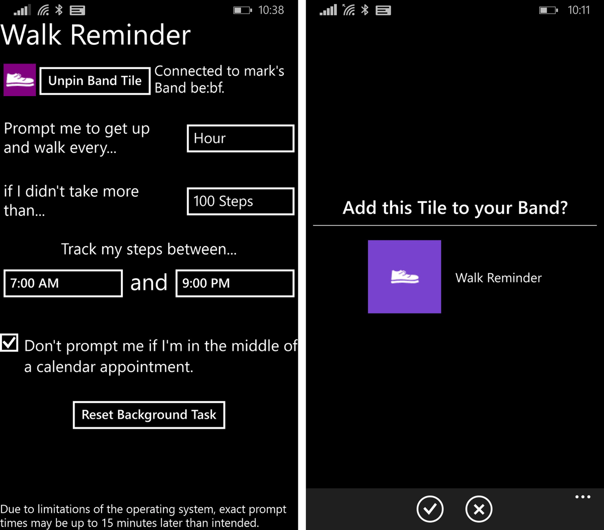 Walk Reminder for Microsoft Band can help you increase your step count ...
