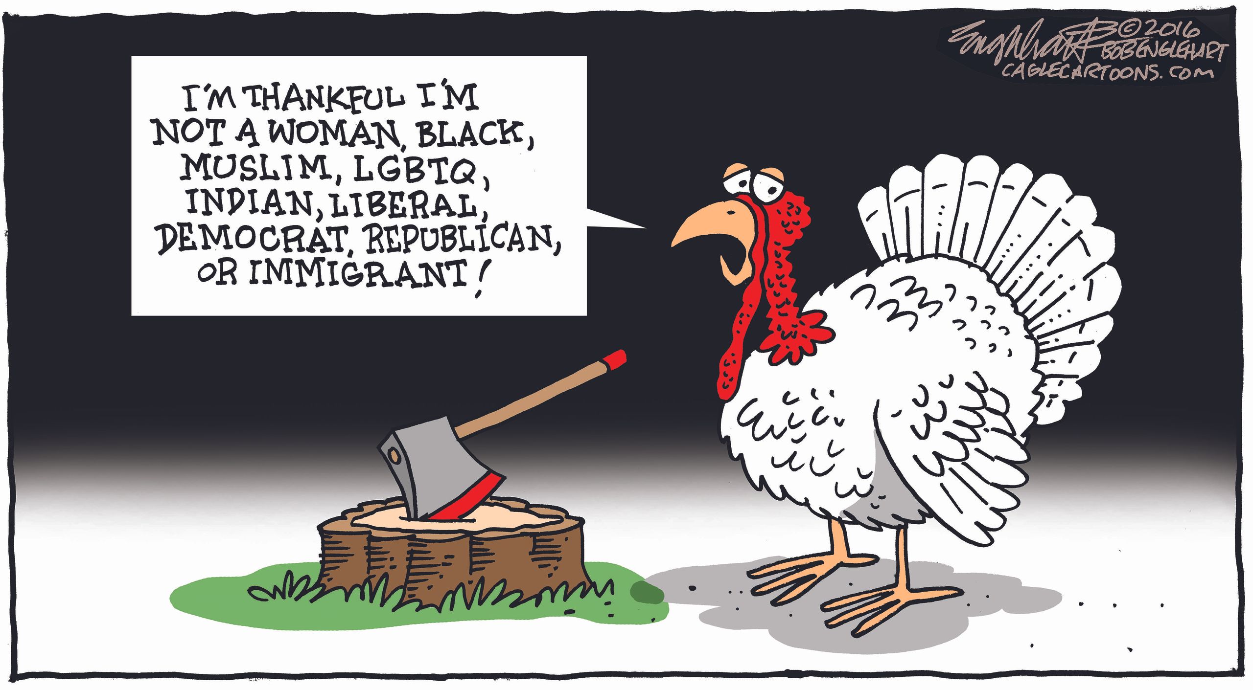 Political cartoon U.S. Donald Trump discrimination thankful | The Week